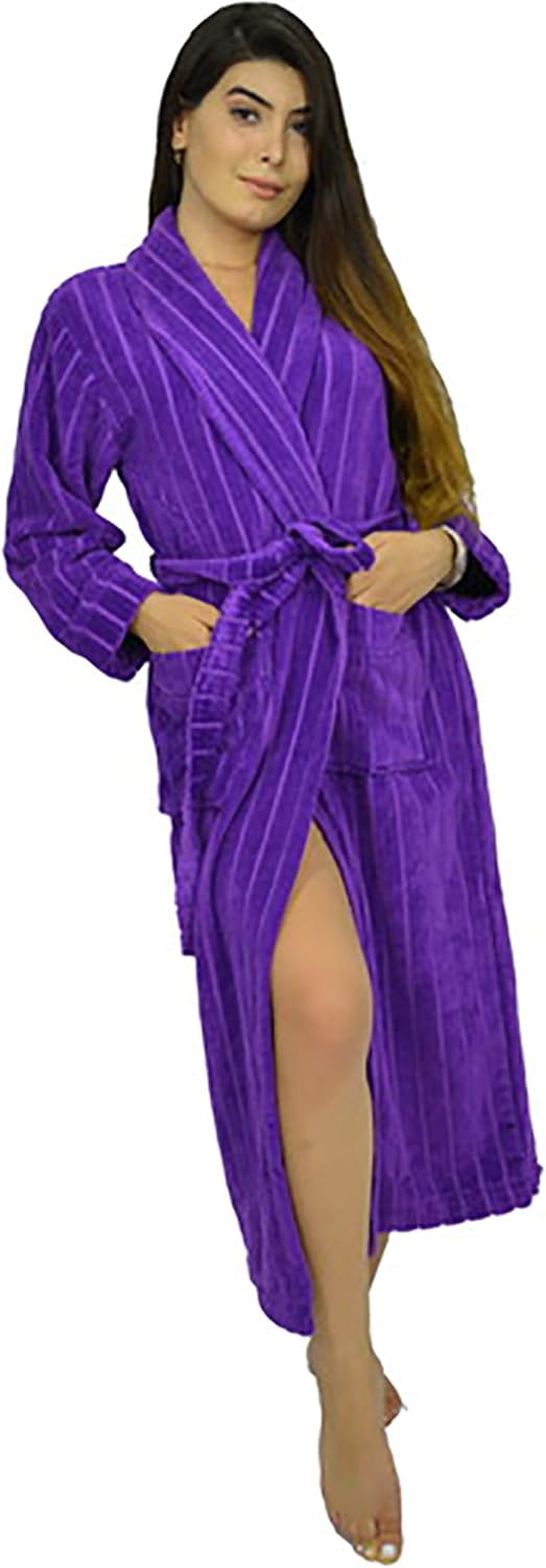 Topline Selections Velour Terry Striped - Turkish Bathrobe Unisex (Men ...