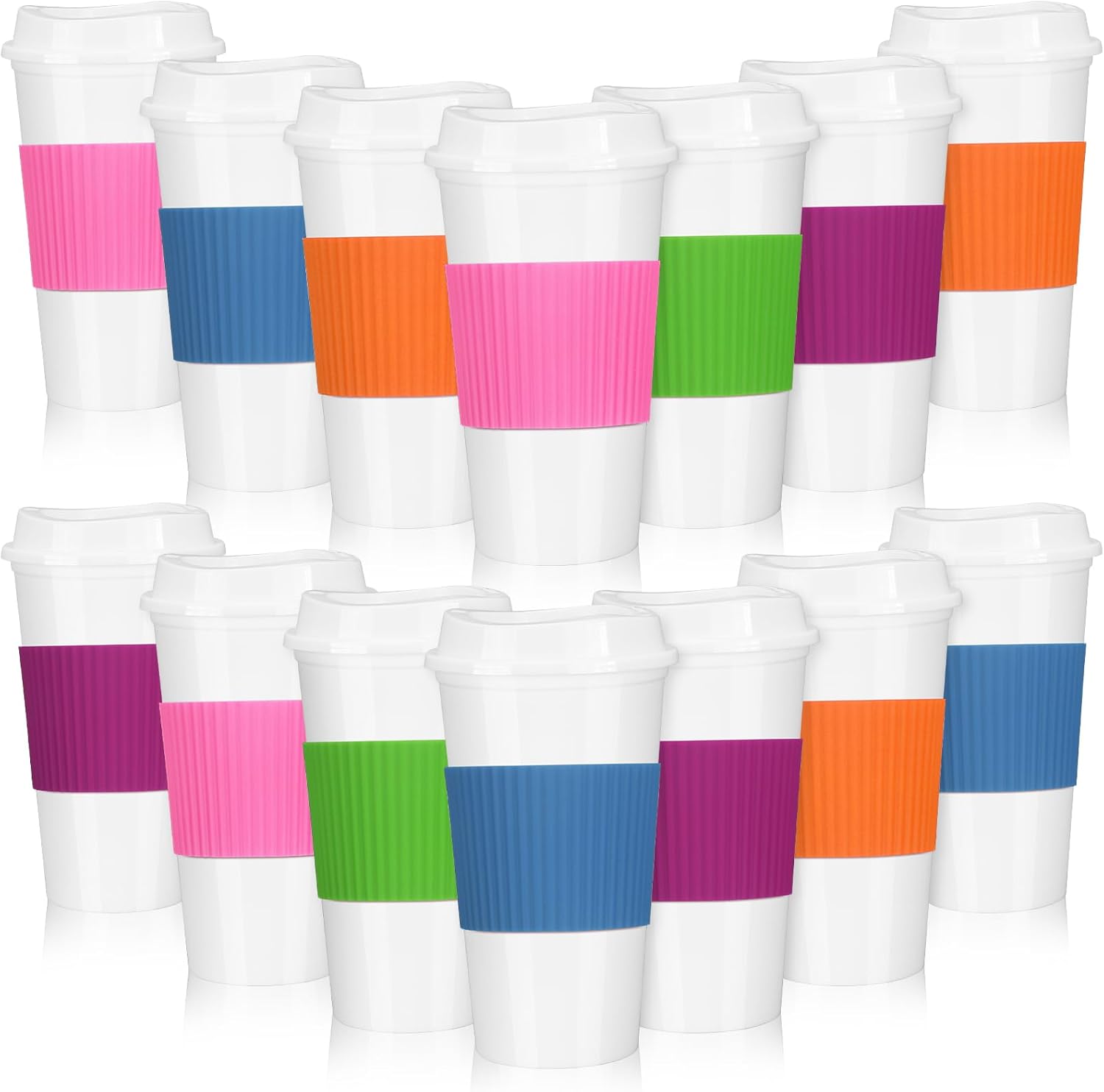 Amazon.com | FillTouch 15 Pieces Reusable Coffee Cups with Lids and Non ...