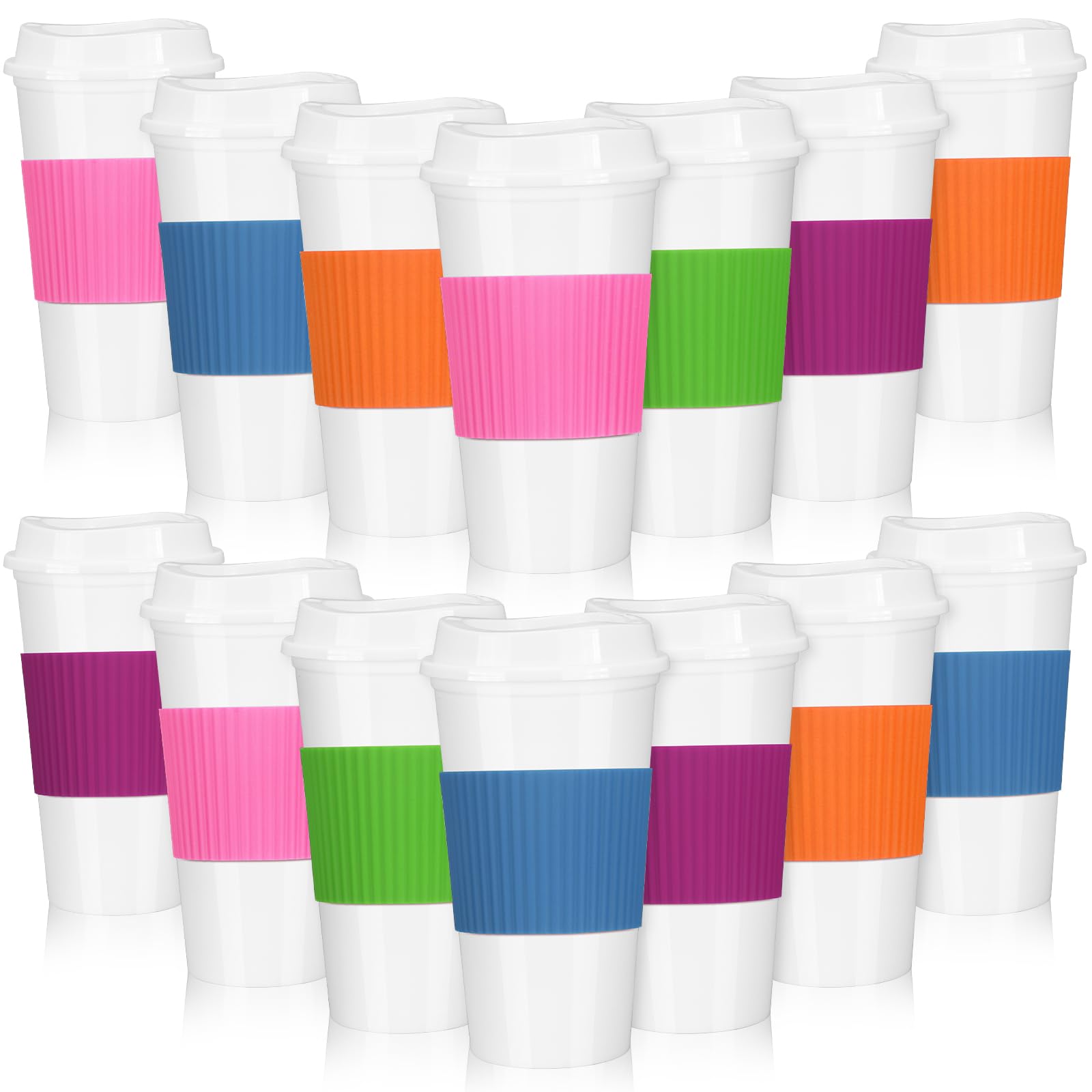 Amazon.com | FillTouch 15 Pieces Reusable Coffee Cups with Lids and Non ...