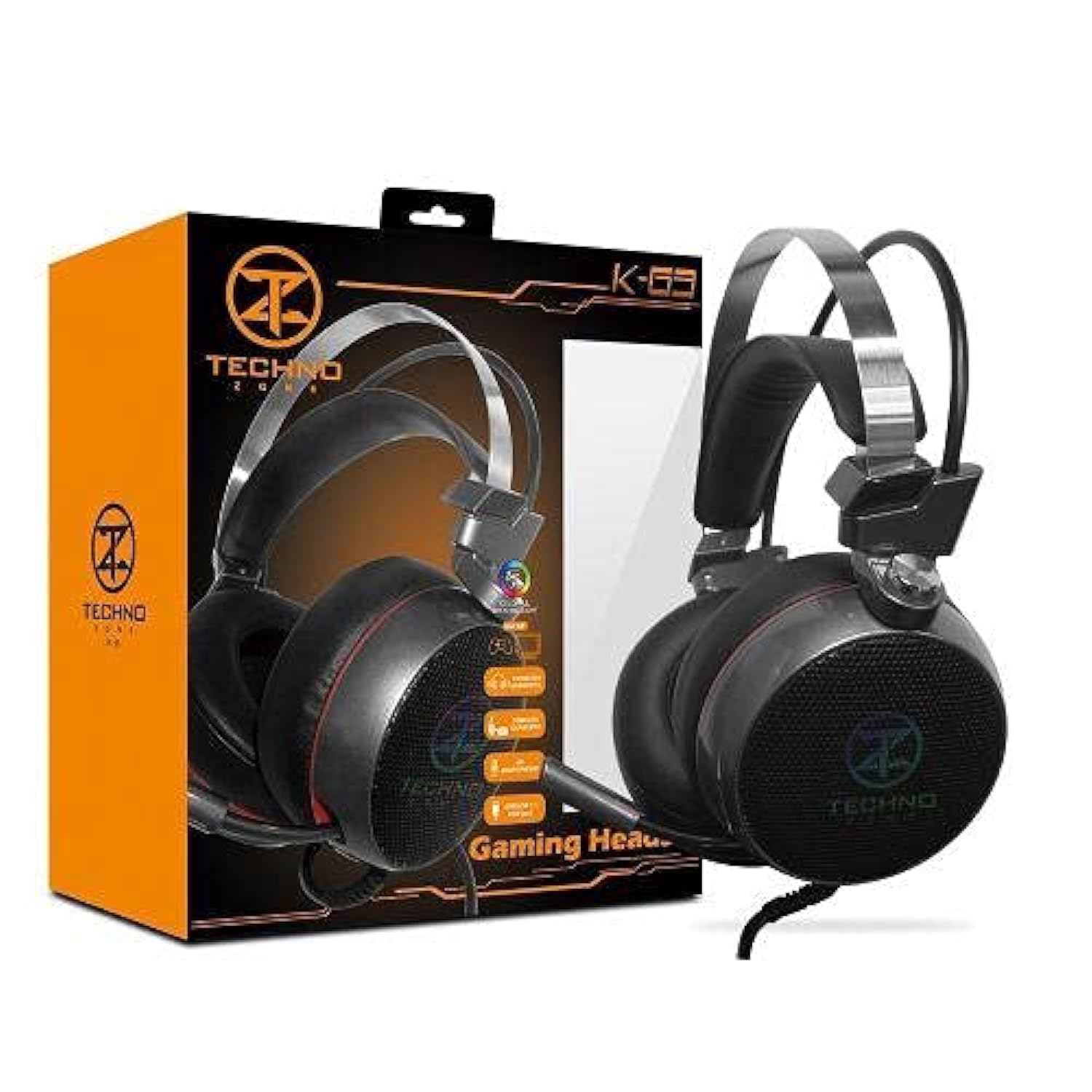 TECHNO ZONE Headphone_Technozone.K-63_Gaming_7.1_USB_Vib_RGB: Buy ...