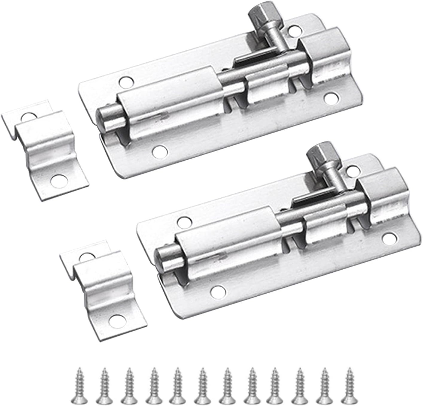 Udewo 2 Sets Door Lock Bolt, 3 Inch Stainless Steel Door Security Slide ...