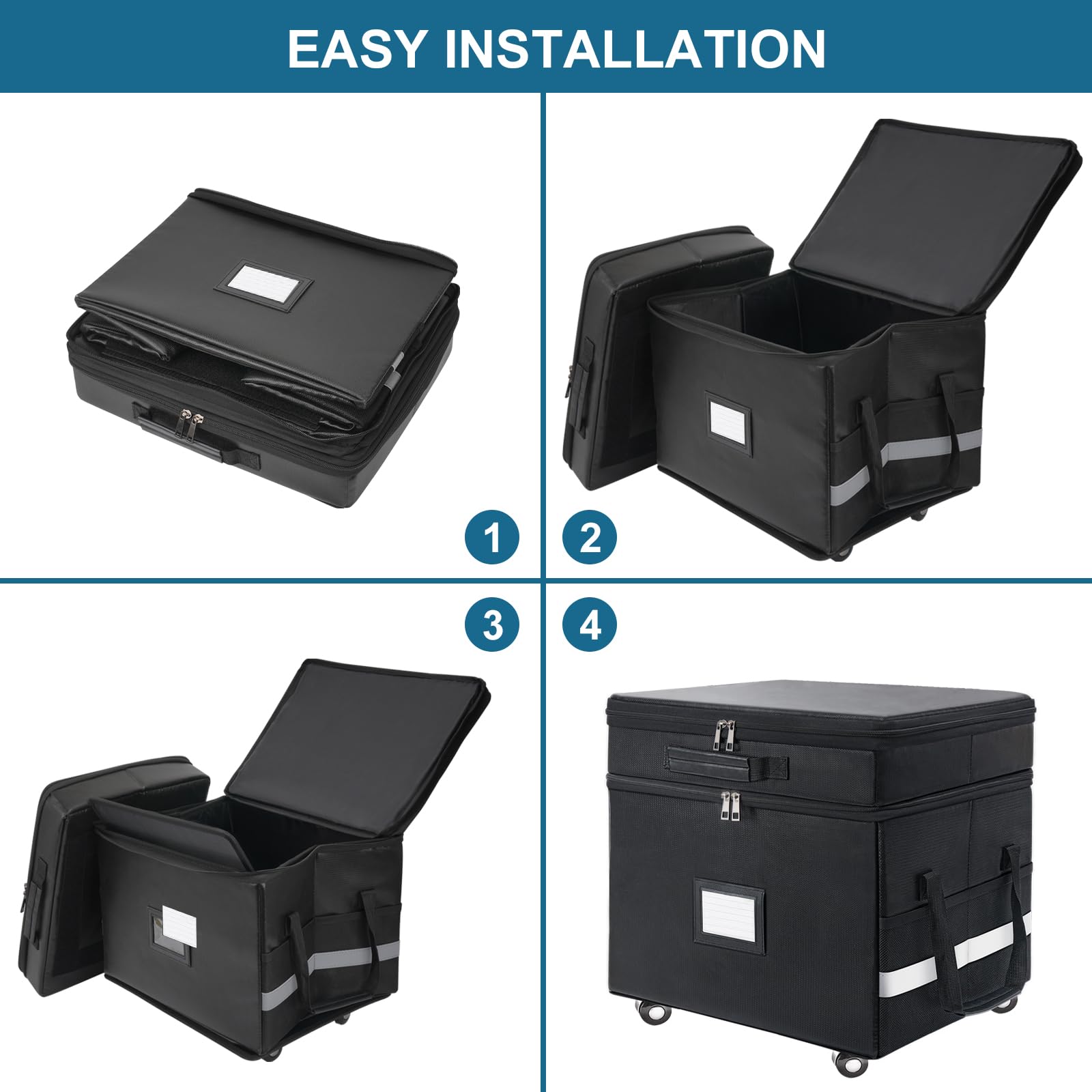 HAMOPY File Box with Lock, 2 Layers Detachable Fireproof Document Box ...