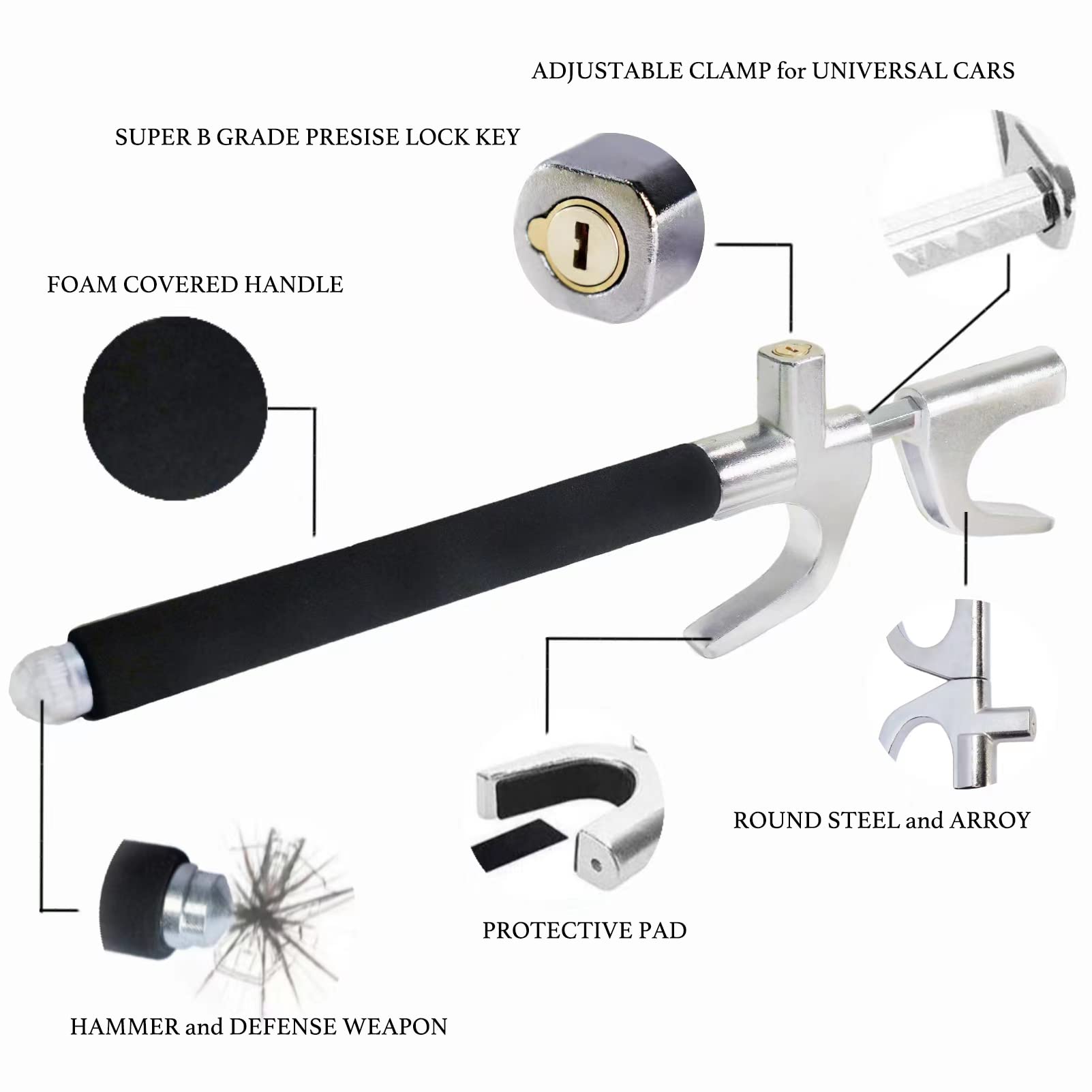 Snapklik.com : Anti-Theft Steering Wheel Lock Heavy Duty Steering Wheel ...