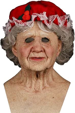Amazon.com: Bagmrteho Realistic Christmas Old Lady Mask Santa Claus ...