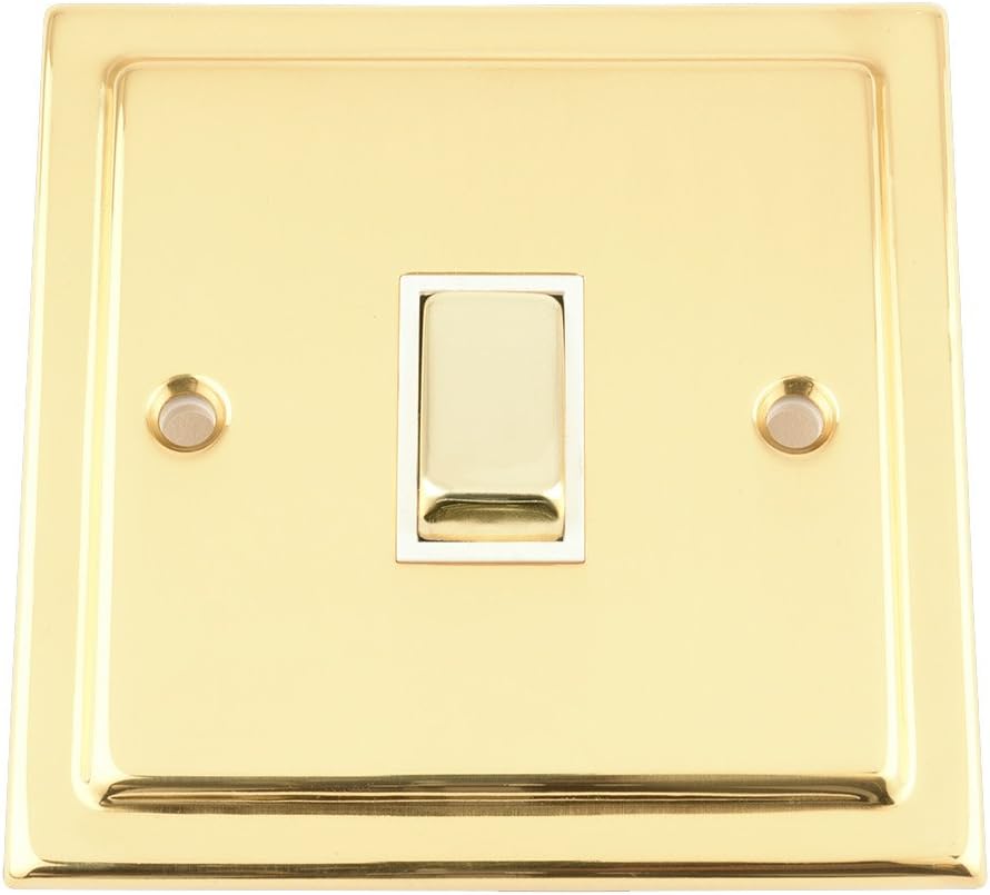 Light Switch Double 2 Gang - Polished Brass Georgian - Black - Metal ...
