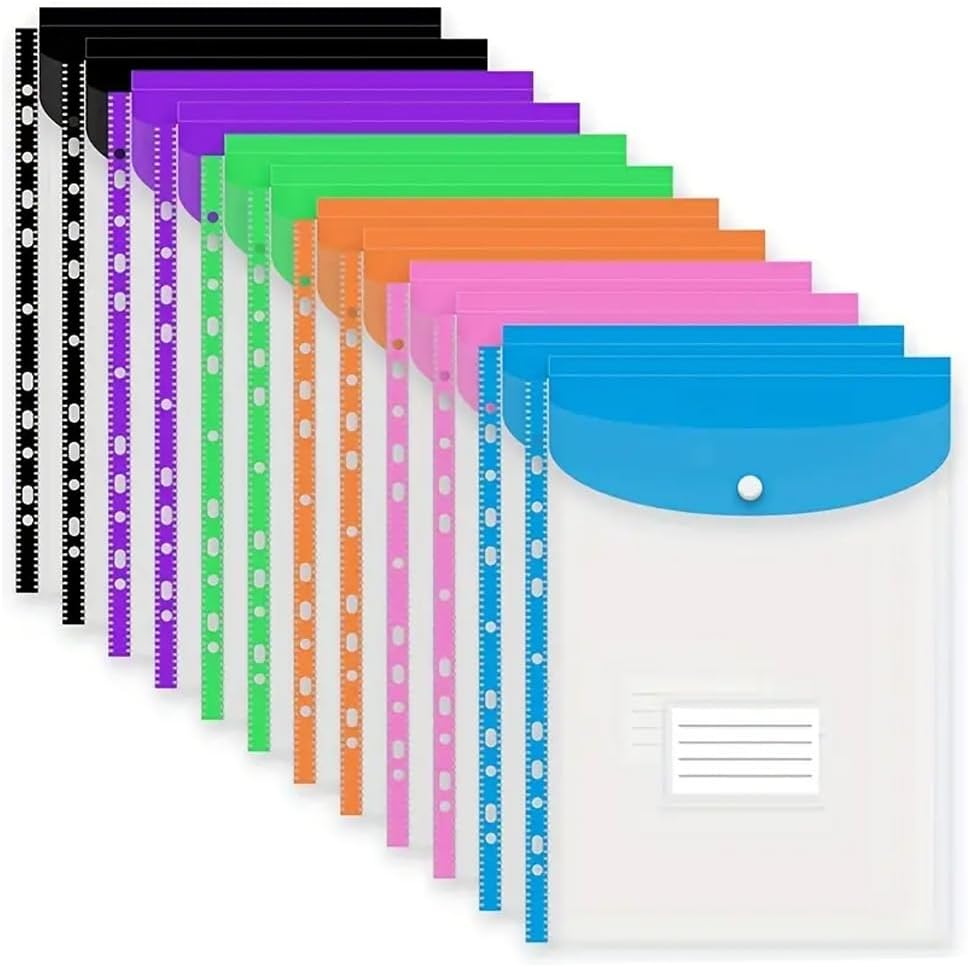KAV A4 Punched Pockets Plastic Document Wallets - Expandable Clear ...