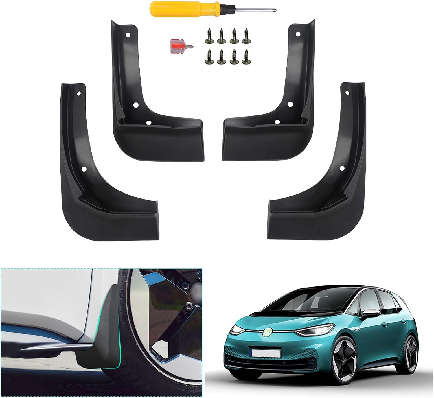 GAFAT V-W ID.3 Mud Flaps, 2020-2024 2025 ID3 Mudflaps Front and Rear No ...