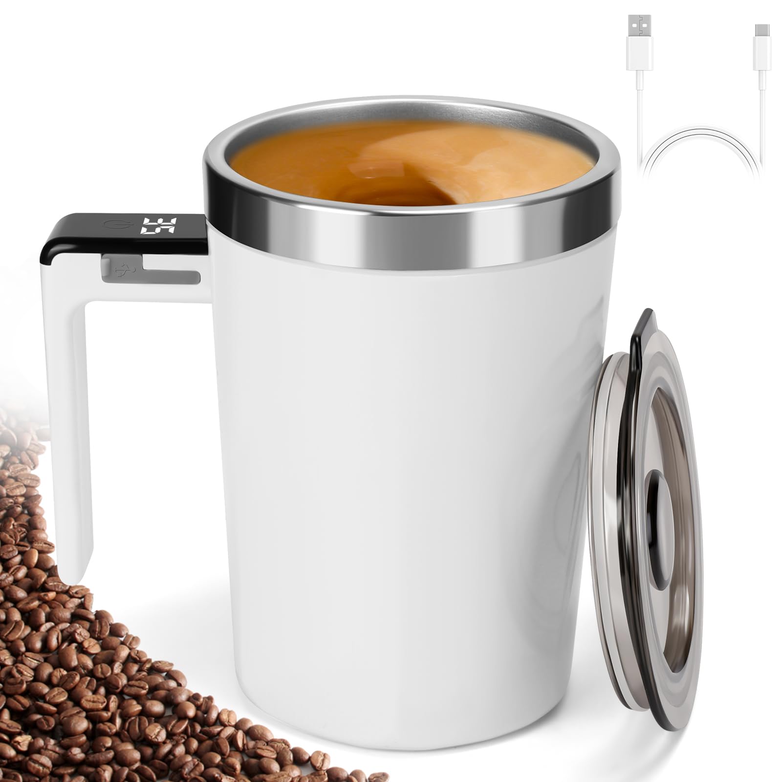 Amazon.com: Yummy Sam 13.5 Oz Self Stirring Coffee Mug with Temperature ...