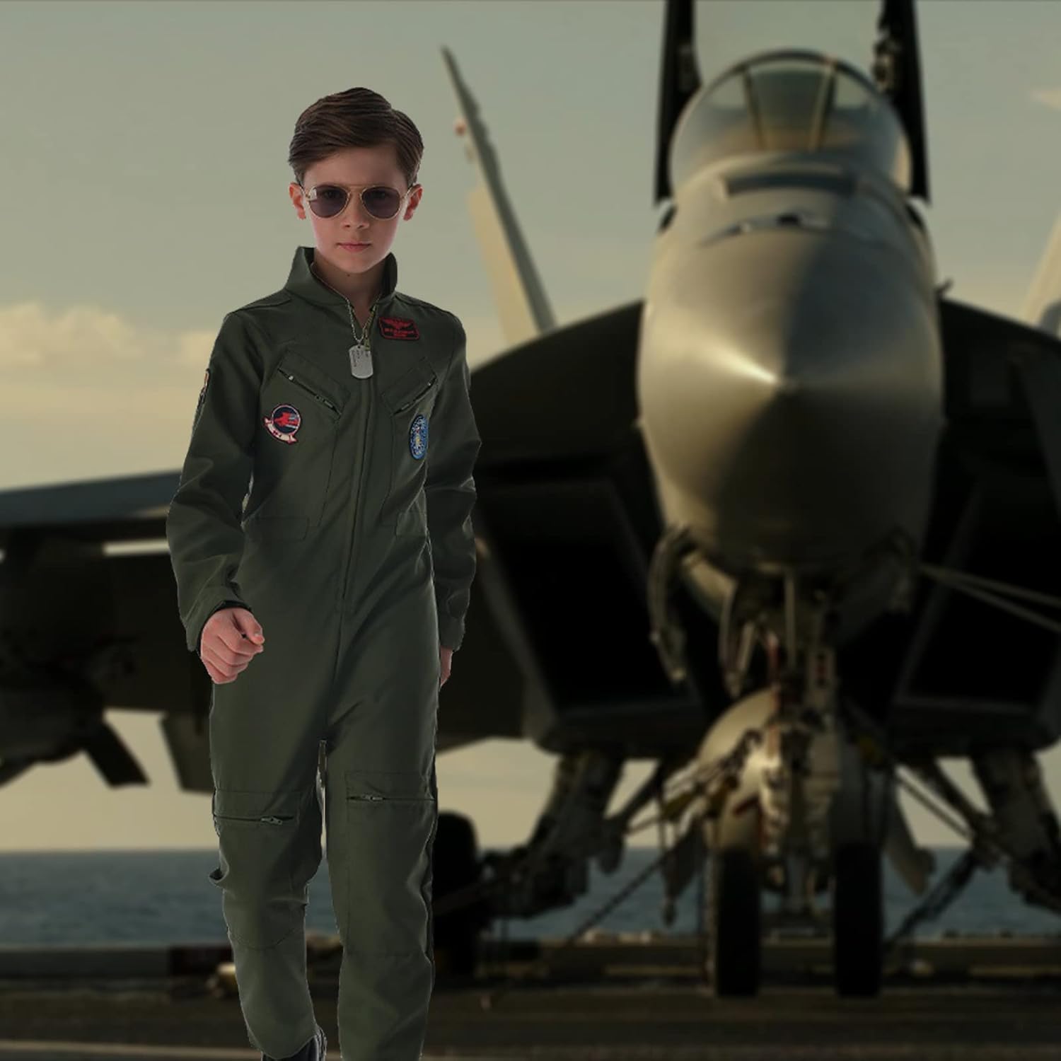 WROY Traje de vuelo para niños, disfraz de piloto de la Fuerza Aérea ...