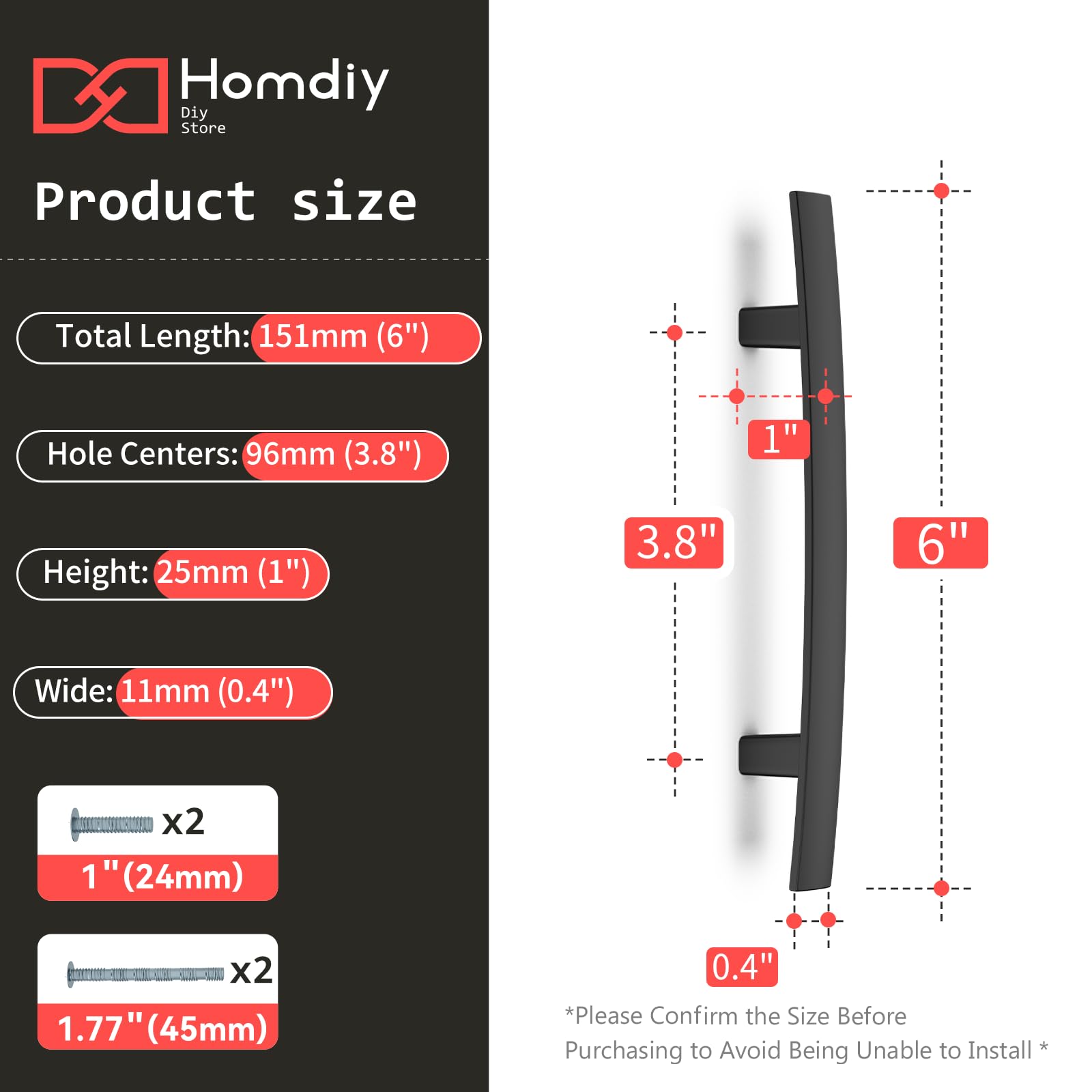Snapklik.com : Homdiy 10 Pack Cabinet Handles Black Cabinet Pulls 3-3/4 ...