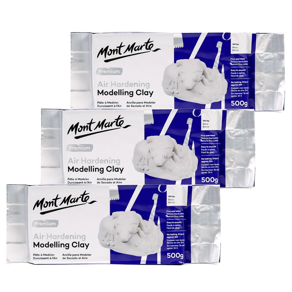 Mont Marte Modelling Clay Air Hardening White 3Pack, Ideal Choice for ...