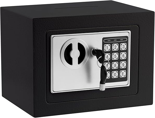 Small Electronic Safe Box With Digital Keypad & Keys - 9.05 x 6.7 x 6.7 ...