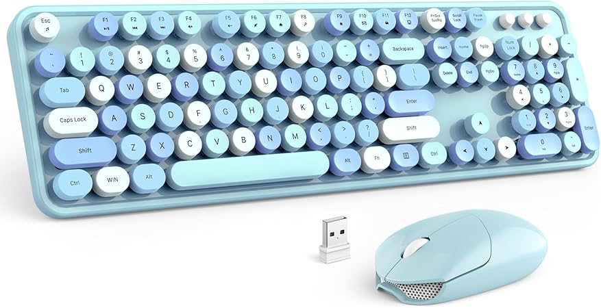 Amazon.com: MOFII Wireless Keyboard and Mouse Combo, Blue Colorful ...