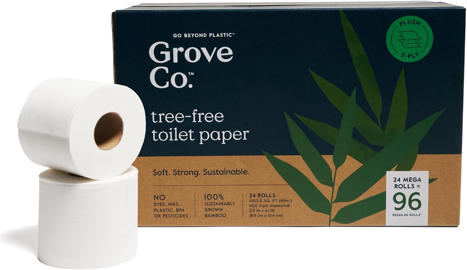 Amazon.com: Grove Co. Bamboo Toilet Paper Tree Free & Septic Safe Bath ...