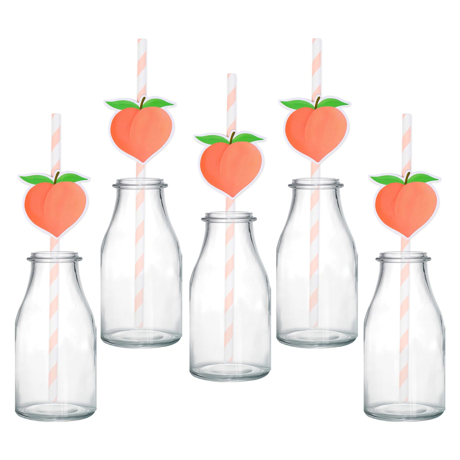 Amazon.com: Peach Paper Straws Set, 50Pcs Peach Straws for Little Cutie ...