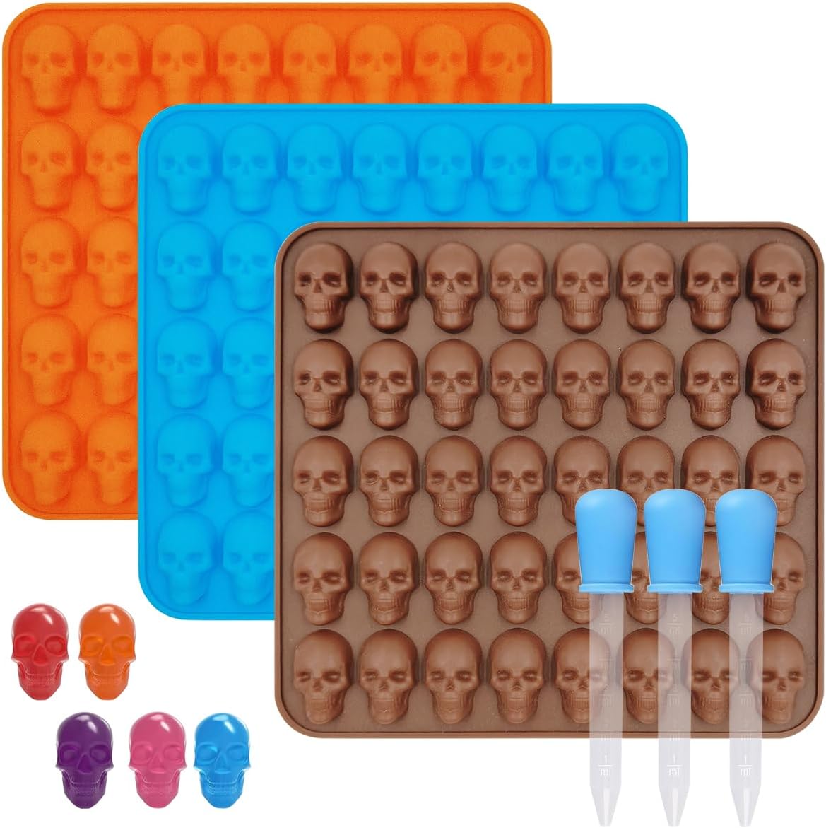 Amazon.com: AFUNTA Skull Silicone Gummy Mold, 3 PCS Non-Stick Chocolate ...