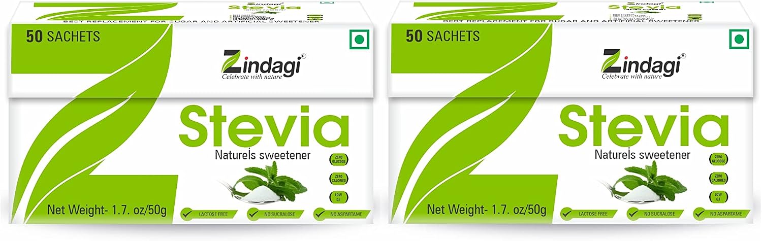 Zindagi Stevia Sugar Free Powder Sachets | 100% Natural & Diabetic ...
