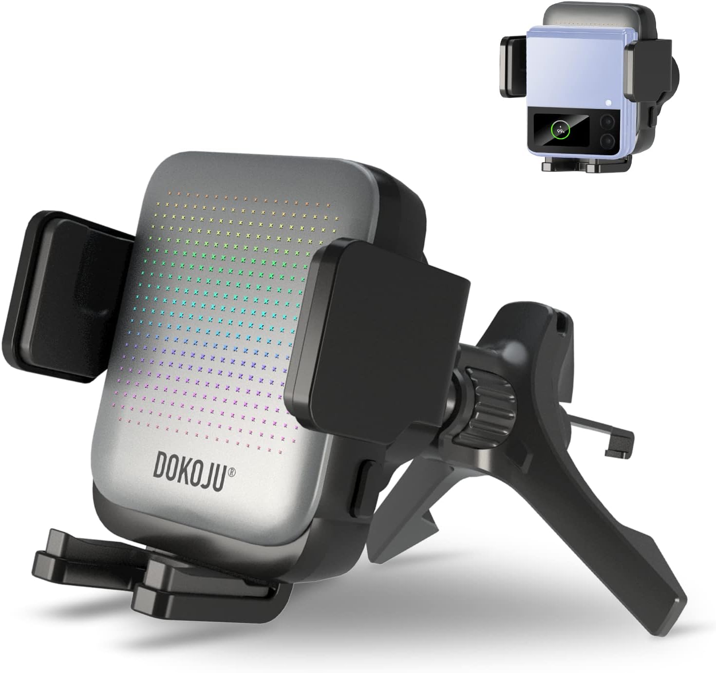 Amazon.com: DOKOJU Mini Wireless Car Charger Mount,[RGB Starlight] 15W ...