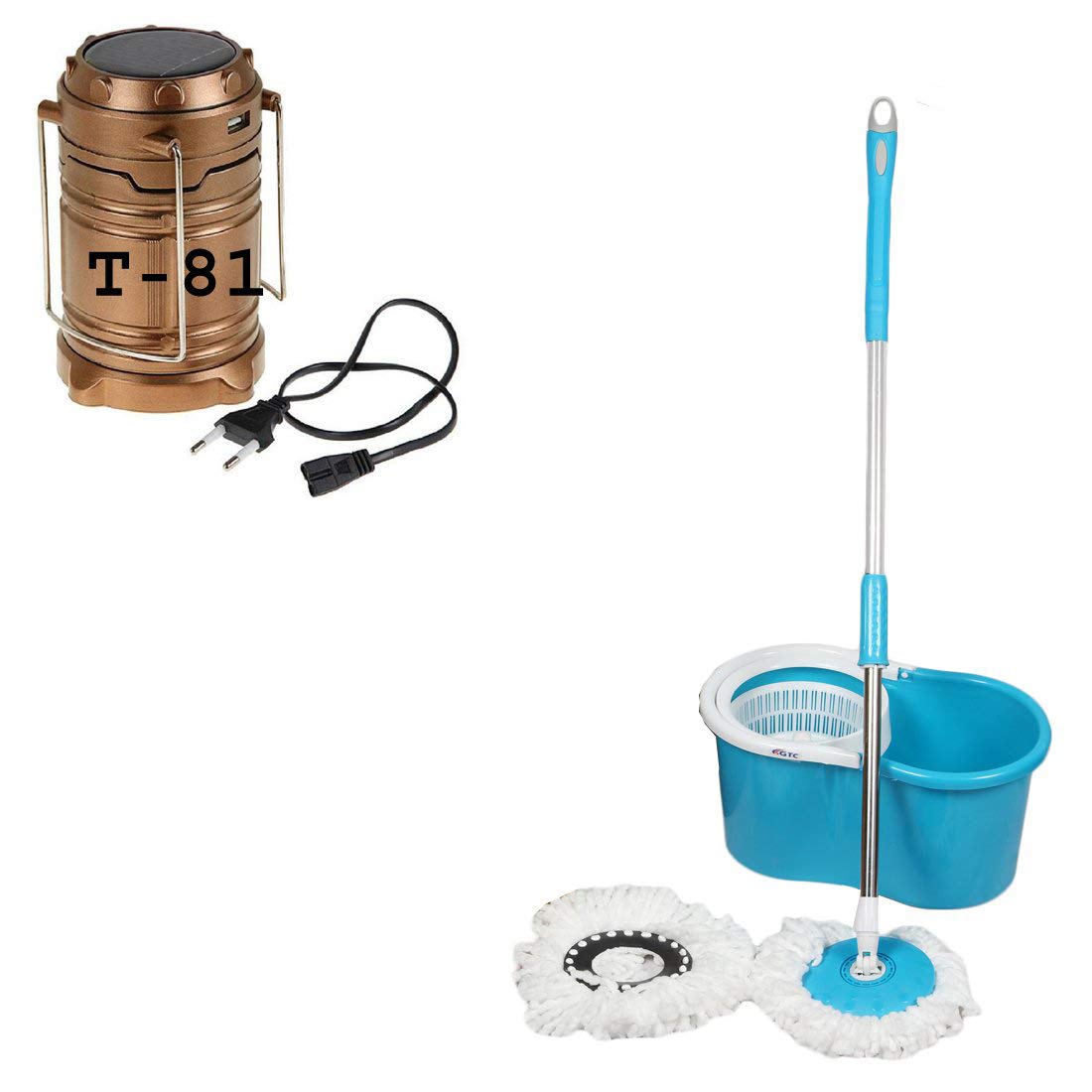 GTC® 360° Spin Floor Cleaning Magic mop PVC Bucket Mop with 2 ...