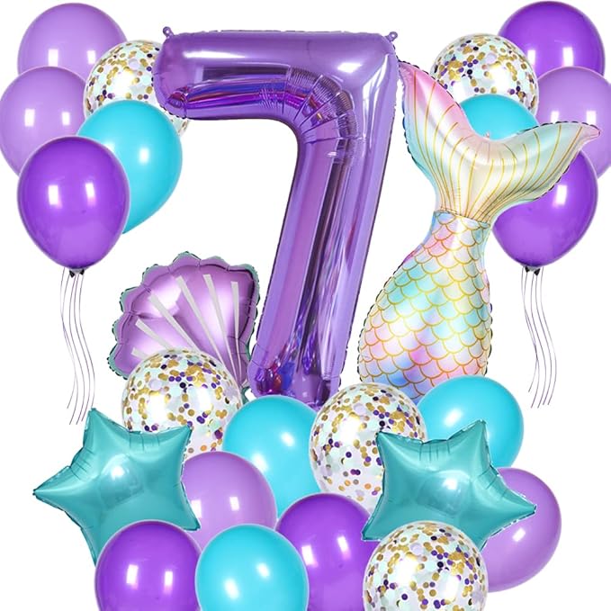 Amazon.com: MSMANCY Mermaid Birthday Decorations - 25pcs Party Supplies ...