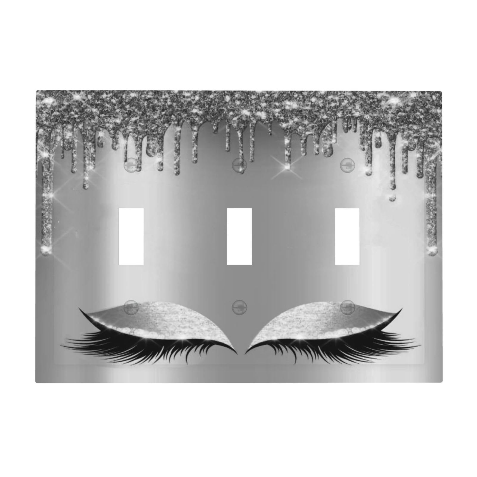 Eyelash Glitter Silver Glamorous Eyes 3 Gang Light Switch Cover ...