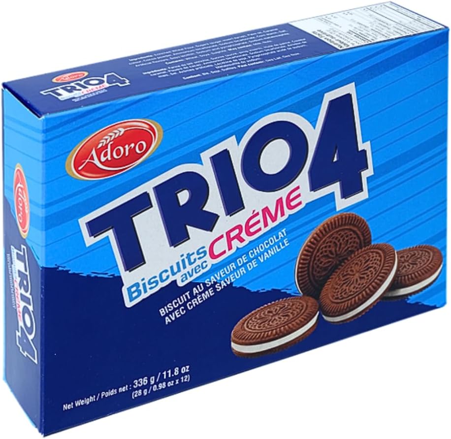Adoro Trio 4 - Chocolate and Vanilla Cream Sandwich Biscuits | 336g ...