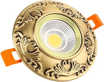 NyzYL Vintage Brass Recessed LED Panel Lights Classical Carving Retro ...