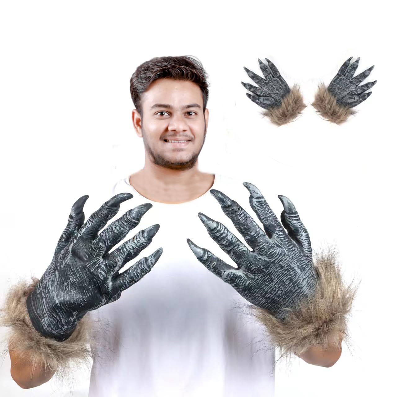 Amazon.com: KARMOGSO Halloween Werewolf Hand Costume Gloves, Hairy Wolf ...