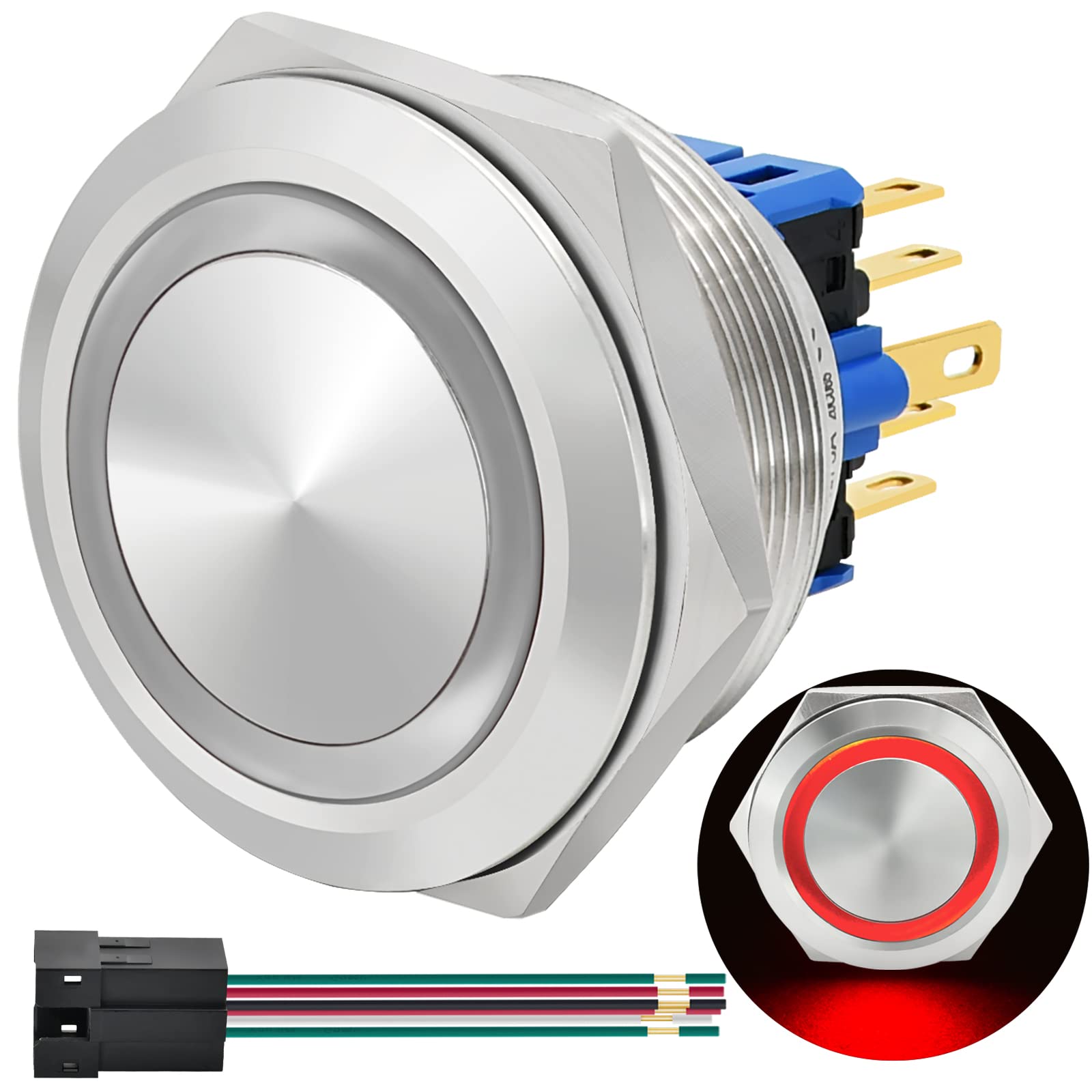 Snapklik.com : ZJWZJH 30mm Momentary Push Button Switch Big Head Waterproof