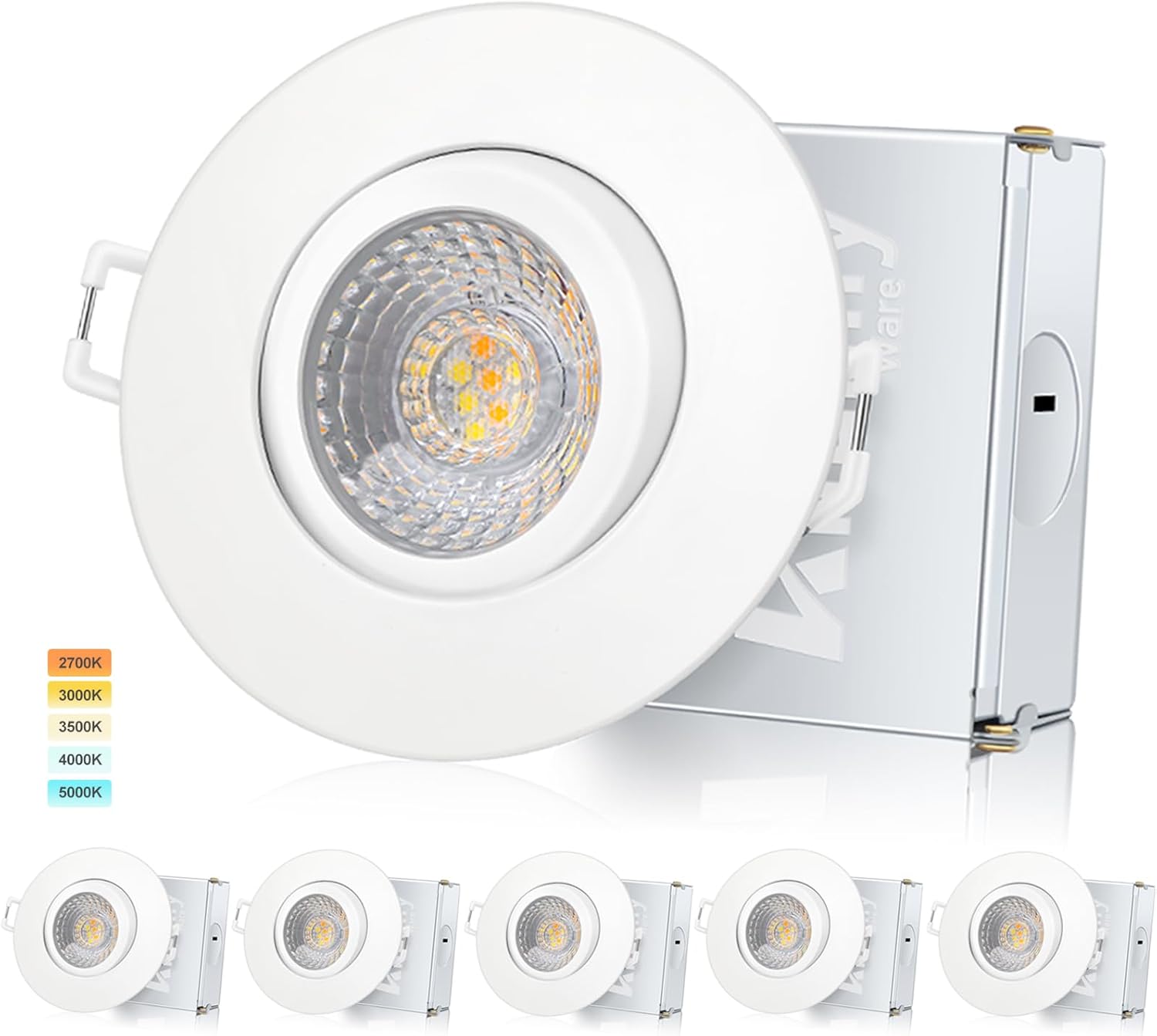 KnLnny Ware 3 Inch Gimbal Recessed Lighting 6 Pack, LED Gimbal Recessed ...
