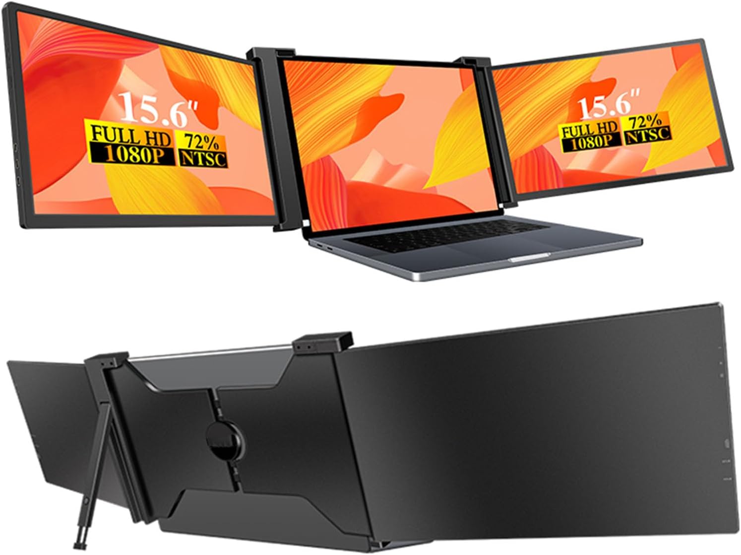 15.6 inch Portable Monitor for 15.6-17.3 inch Laptop, Triple Monitor ...