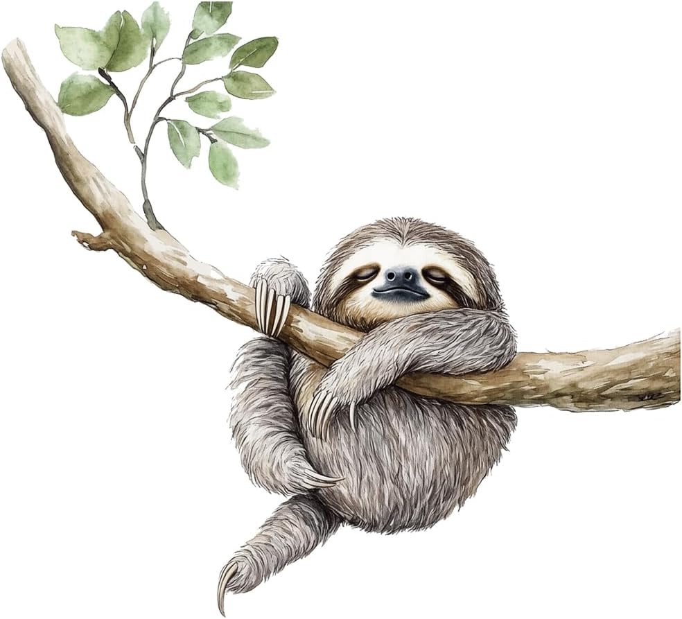 Amazon.com: GOMAKERER 1 Pc Little Sloth Wall Decal, Nursery Animal Wall ...