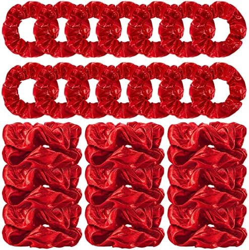 Amazon.com : XunYee 50 Pcs Red Shiny Metallic Scrunchies Solid Red ...
