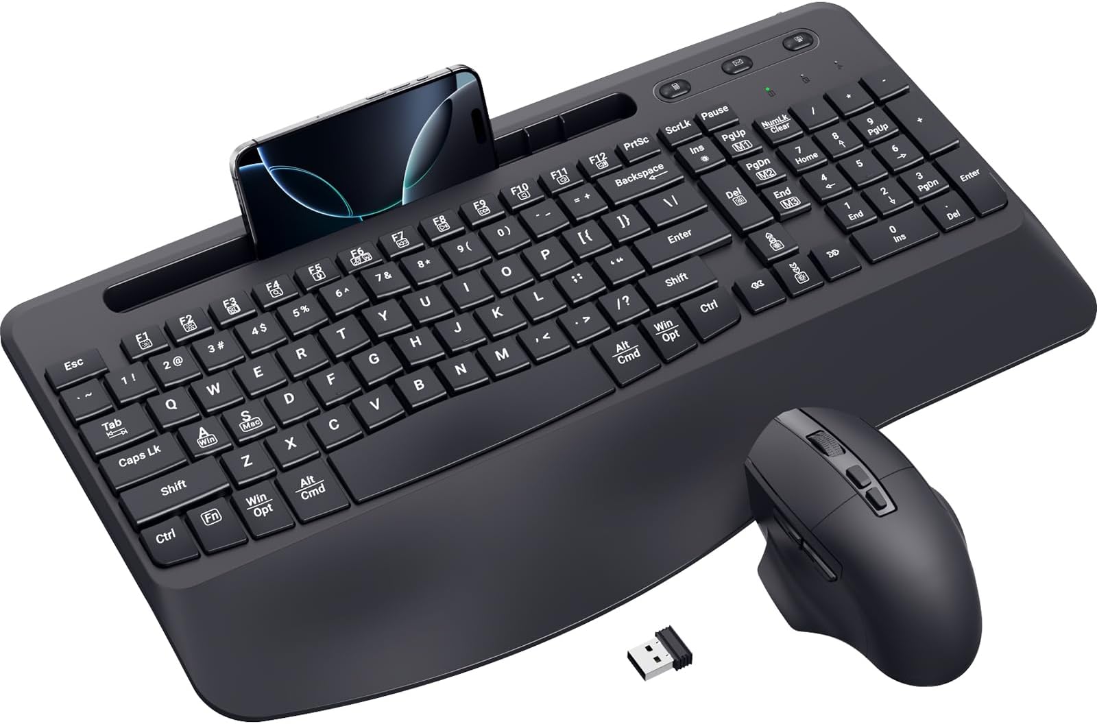 Ergonomic Wireless Keyboard And Mouse Combo Lizrrot 2 4ghz Silent Full Size Mouse