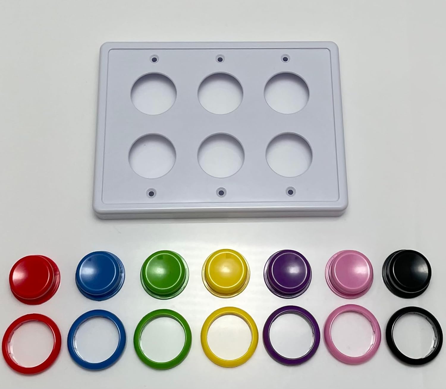 Arcade Light Switch Triple Plate Cover, White Cover with CUSTOM BUTTON ...