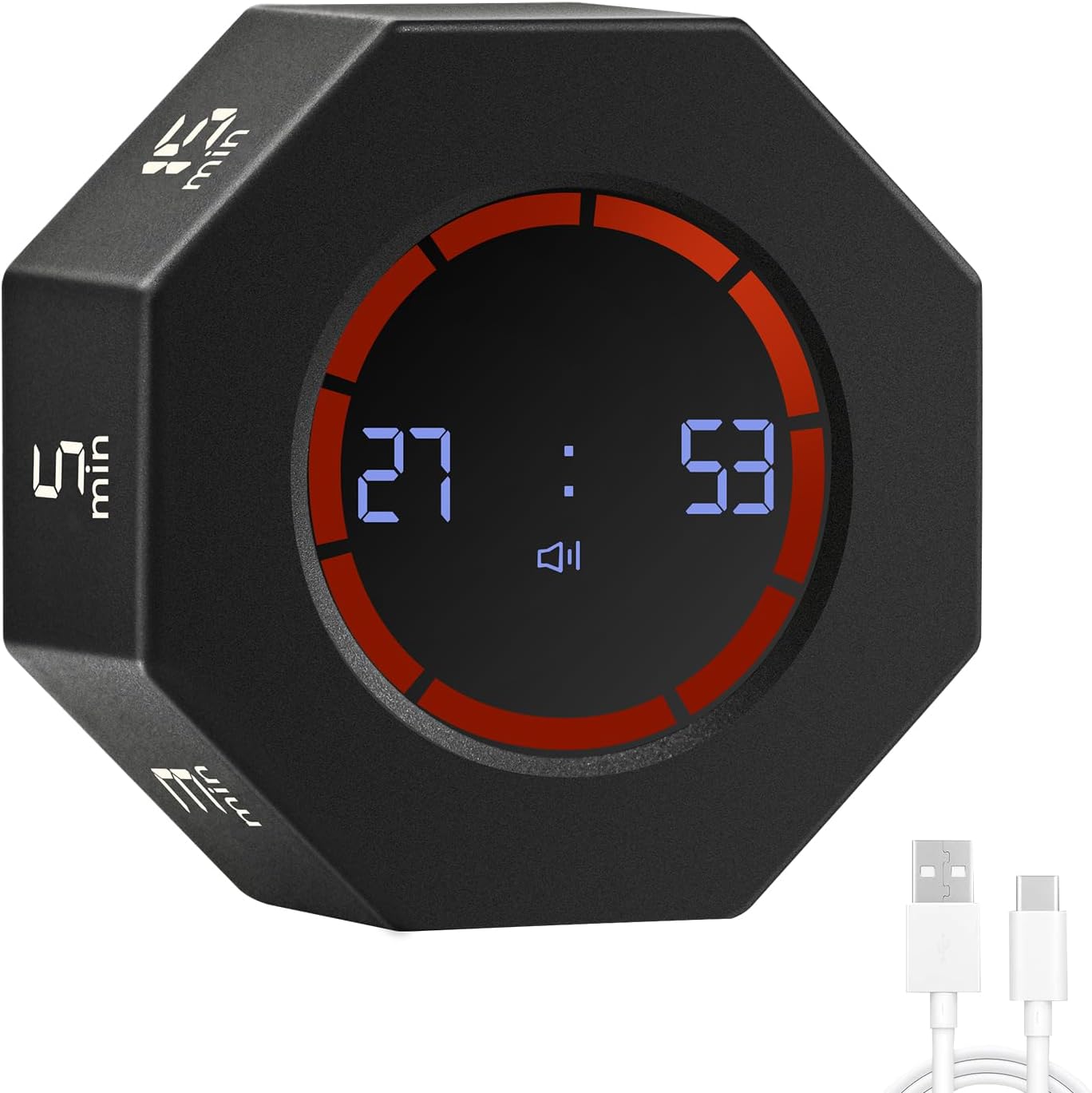 Amazon.com: Kaflin Rechargeable Visual Timer, 8-Angle Auto-Rotating ...