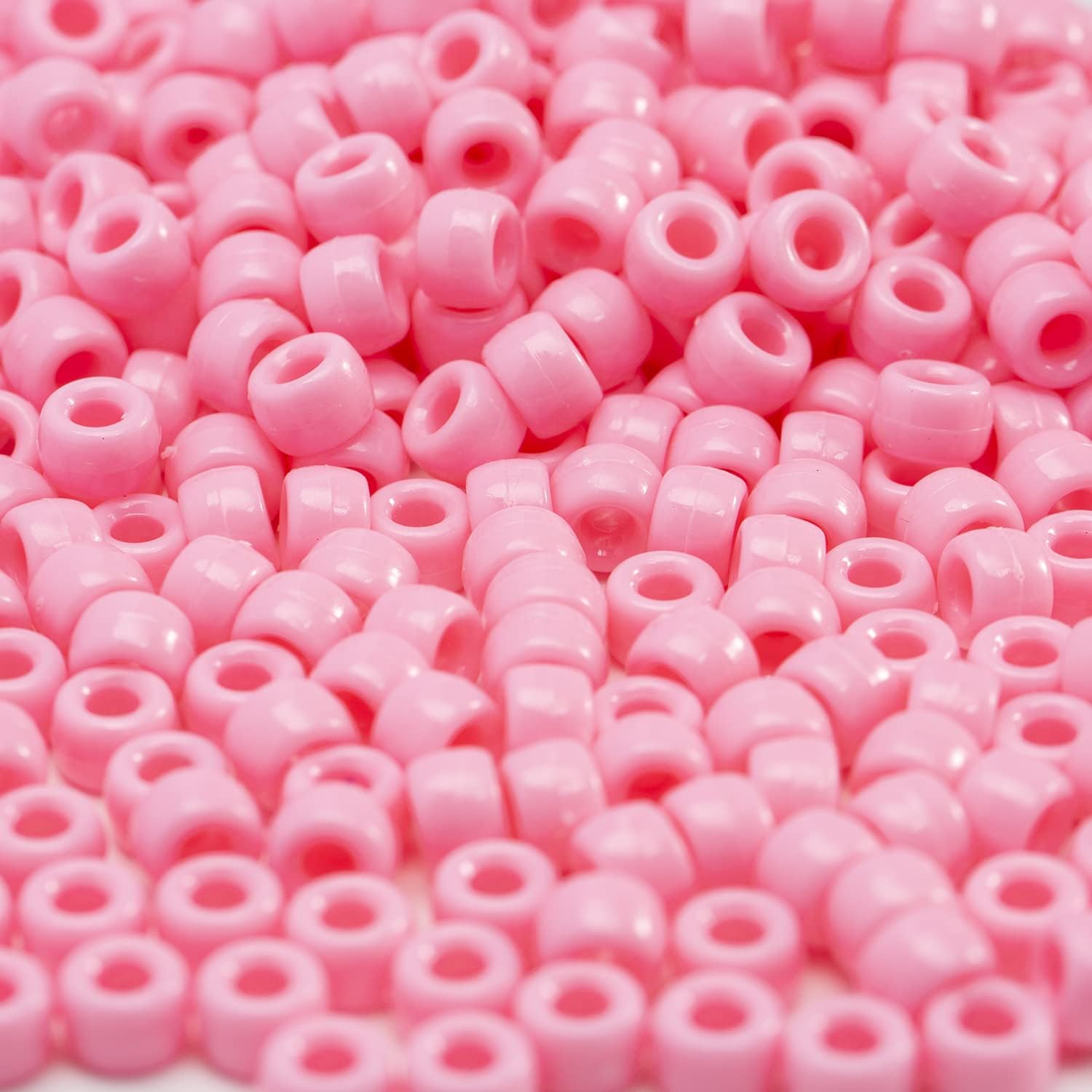 Amazon.com: 1000 Pcs Acrylic Pink Pony Beads 6x9mm Bulk for Arts Craft ...
