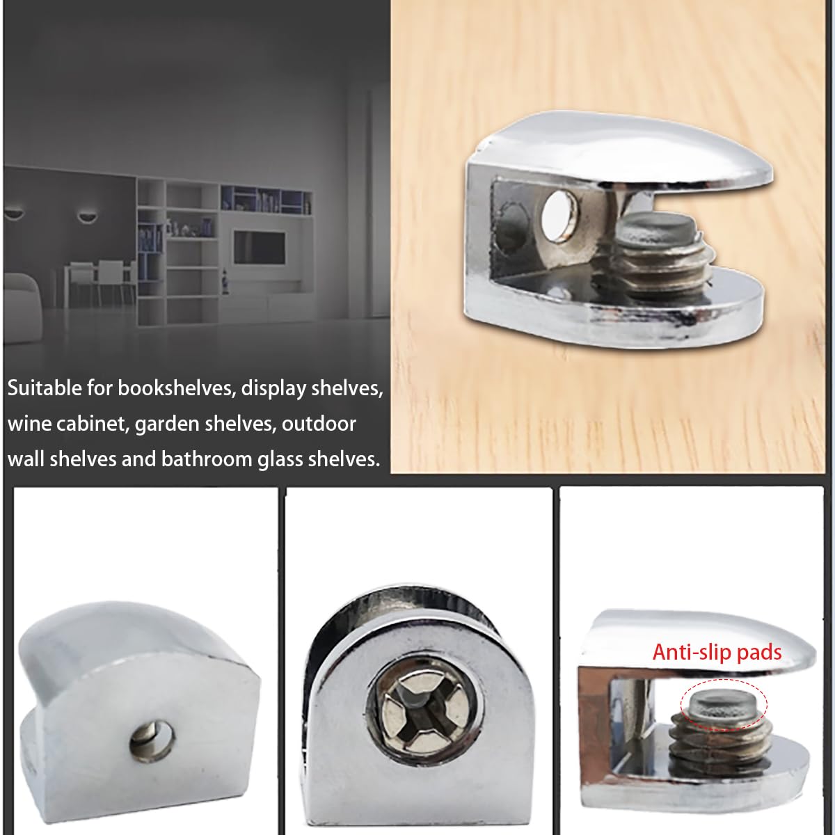 Glass Shelf Clamps, CTRICALVER 8 Pcs Glass Clamps, Adjustable Shelf ...