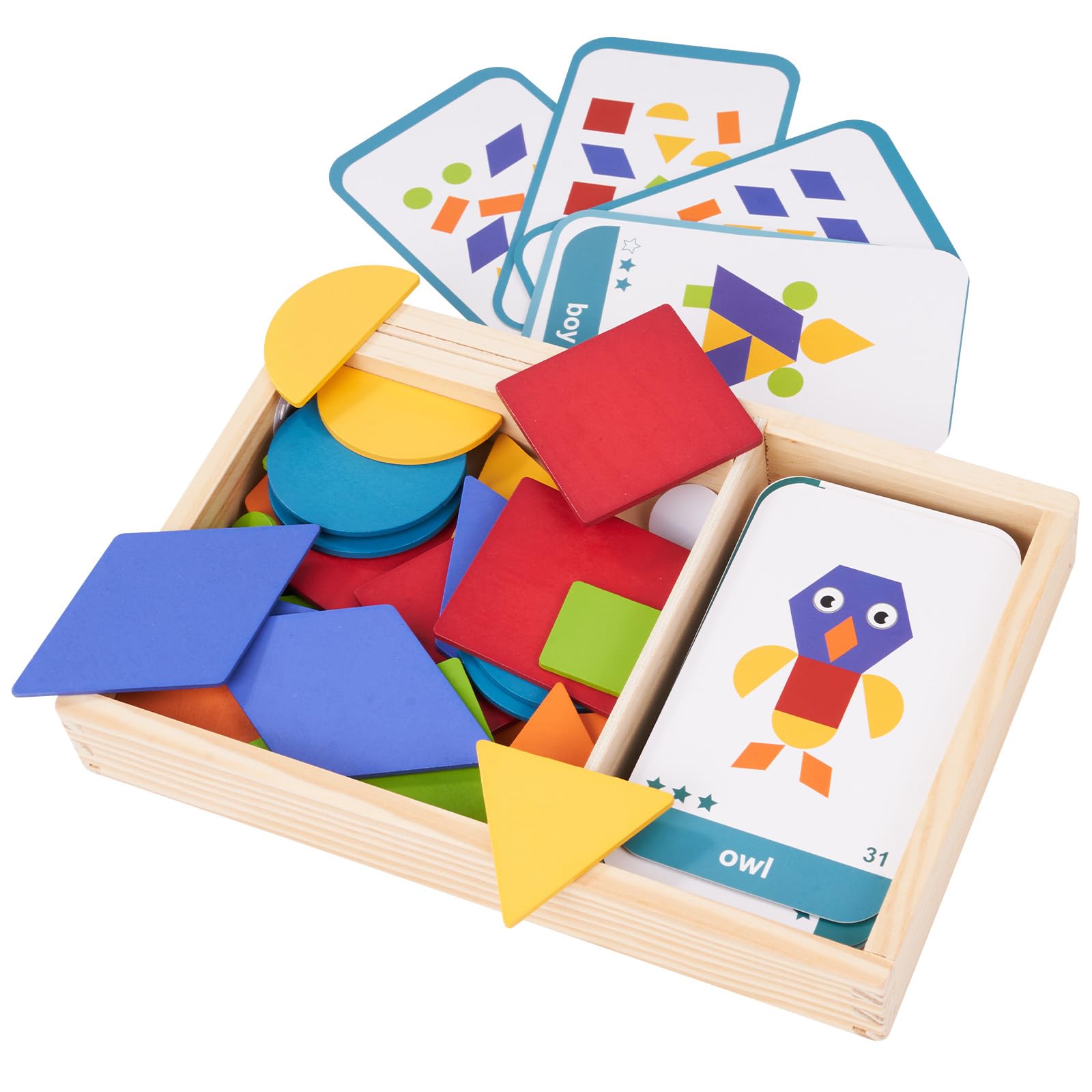 40 Blocks And 50 Cards Wooden Pattern Blocks Pattern Blocks ...