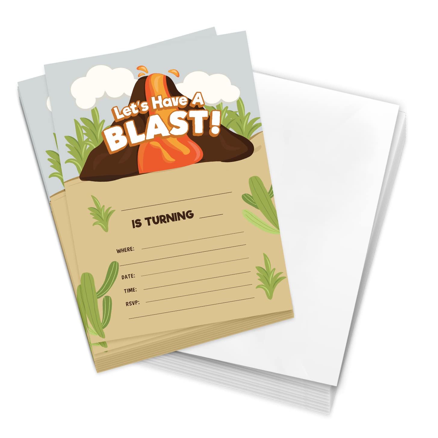 Amazon.com : Desert Cactus Volcano 1 Happy Birthday Invitations Invite ...