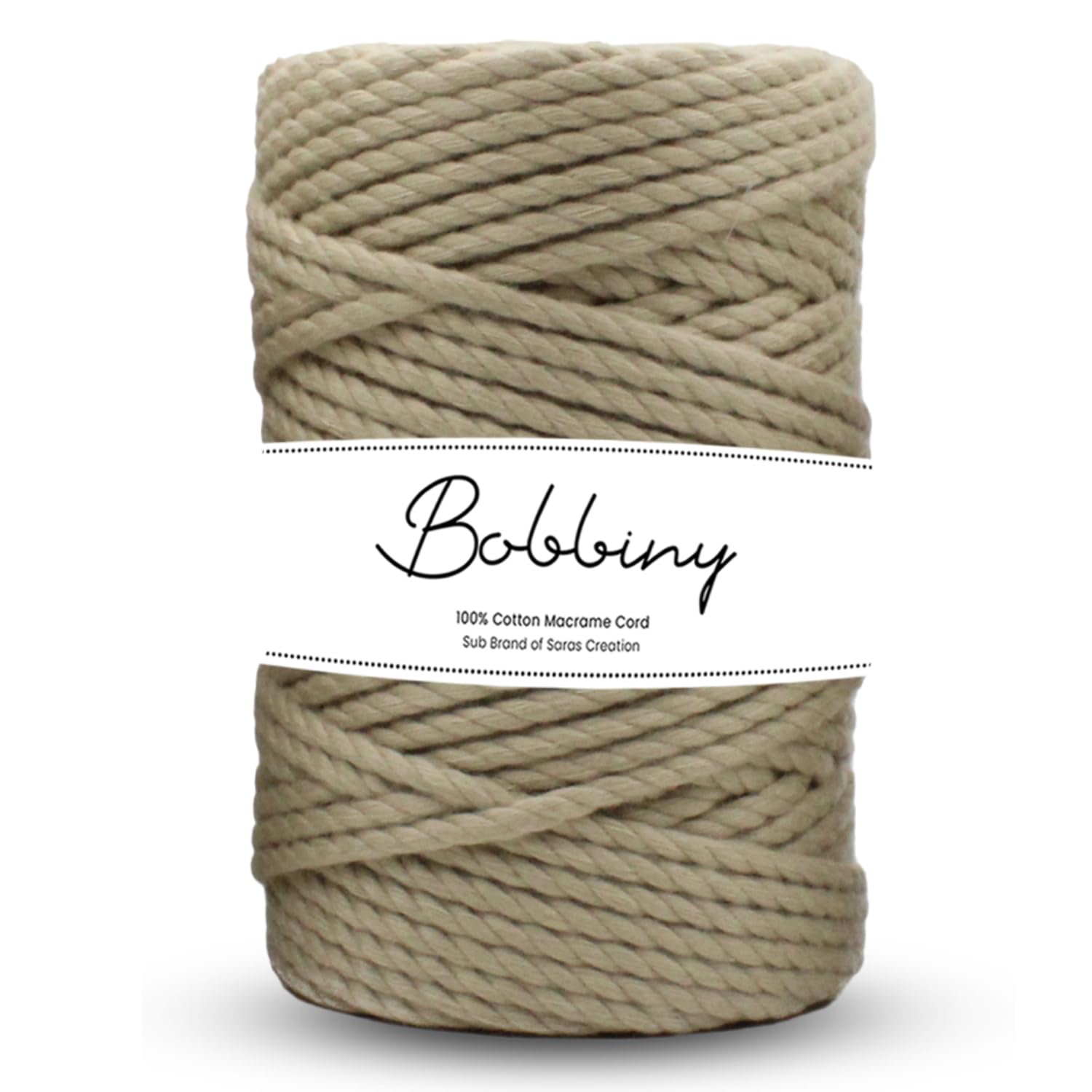 Bobbiny | 3 Ply Twisted Macrame Cotton Cord Dori (Roll Packaging ...