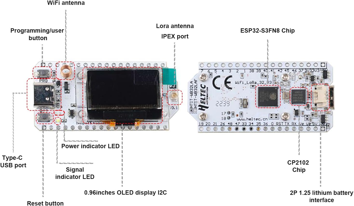 Stemedu 868MHz 915MHz WiFi LoRa 32 V3 Module Development Board ...