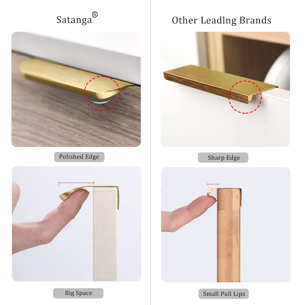 Satanga Edge Finger Tab Pull for cabinets Kitchen Concealed Drawer ...