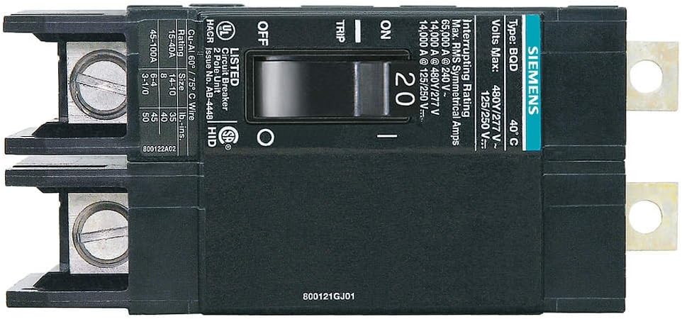 Circuit Breaker, BQD, 2P, 20A, 480VAC - Thermal Circuit Breakers ...