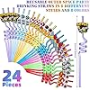 Amazon.com: 24 Pieces Outer Space Straws Reusable Solar System Plastic ...