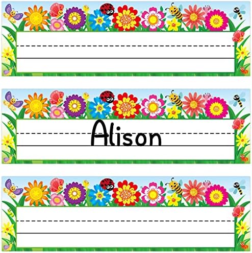 Amazon.com: Pack of 50 Nameplates for Student Desks, Flower Style Name ...