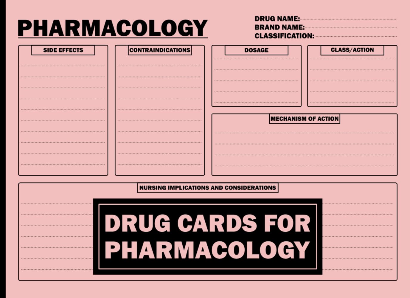 Drug Cards For Pharmacology: Nursing Student Drug Card Book ...