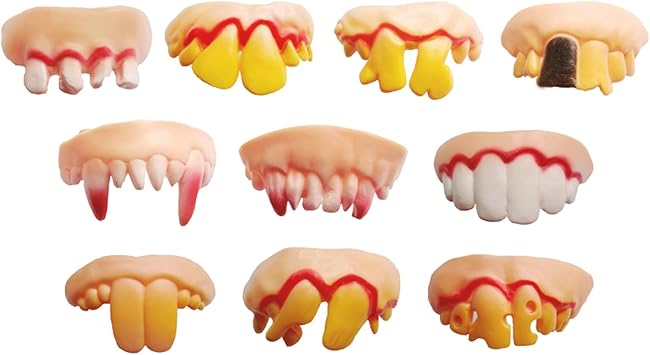 Amazon.com: Odowalker 10 Pcs Prank Fake Teeth Vampire Teeth Halloween ...