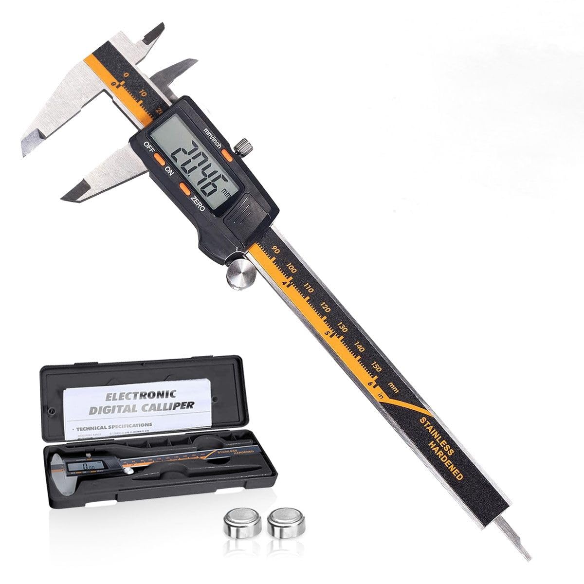 Digital Vernier Caliper 0-6"/0-150mm Caliper Measuring Tool with LCD ...
