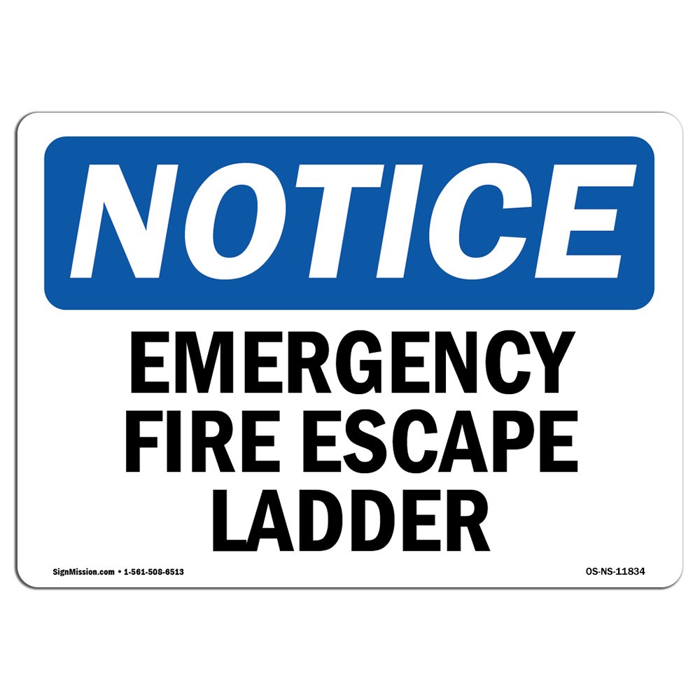 Amazon.com: OSHA Notice Signs - Emergency Fire Escape Ladder Sign ...